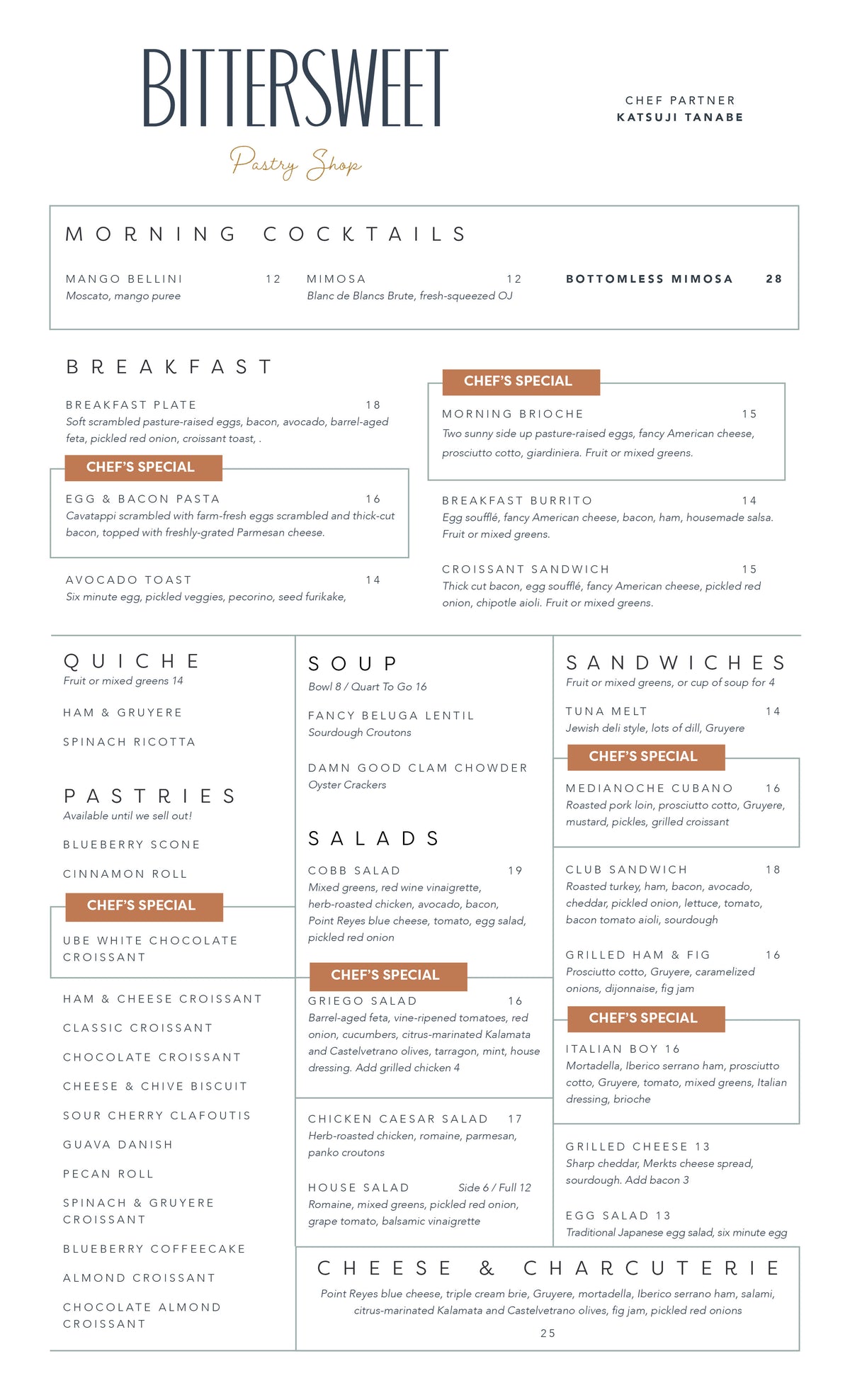Cafe Menu – Bittersweet Pastry Shop